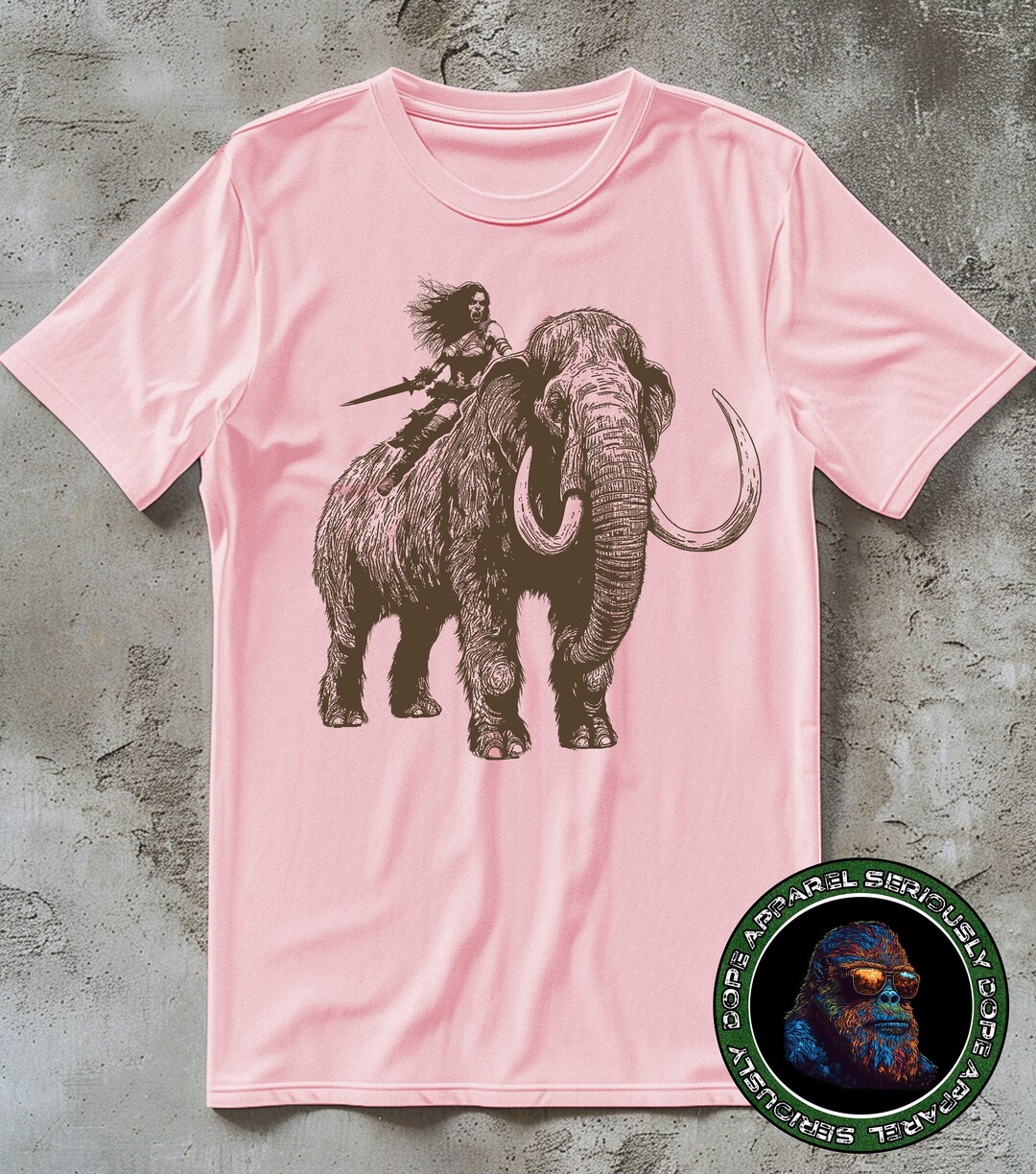 Wooly Mammoth Shirt, Cavewoman Riding Mastodon T-shirt, Cool Vintage ...