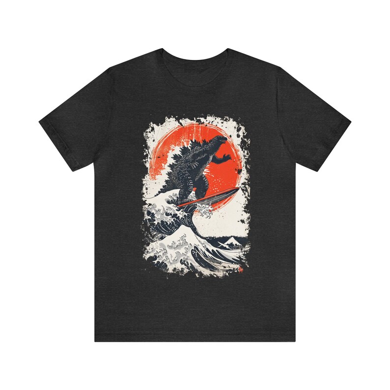 Godzilla Surfing Japanese Wave Shirt, Surfer Gift Tee, Japan Retro ...
