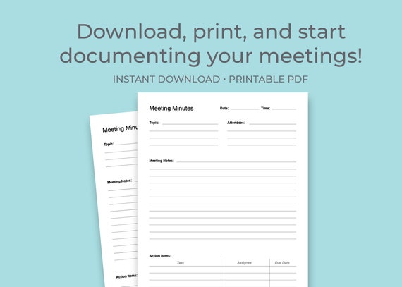 Meeting Notes Instant Download Printable. Excellent Tool for - Etsy