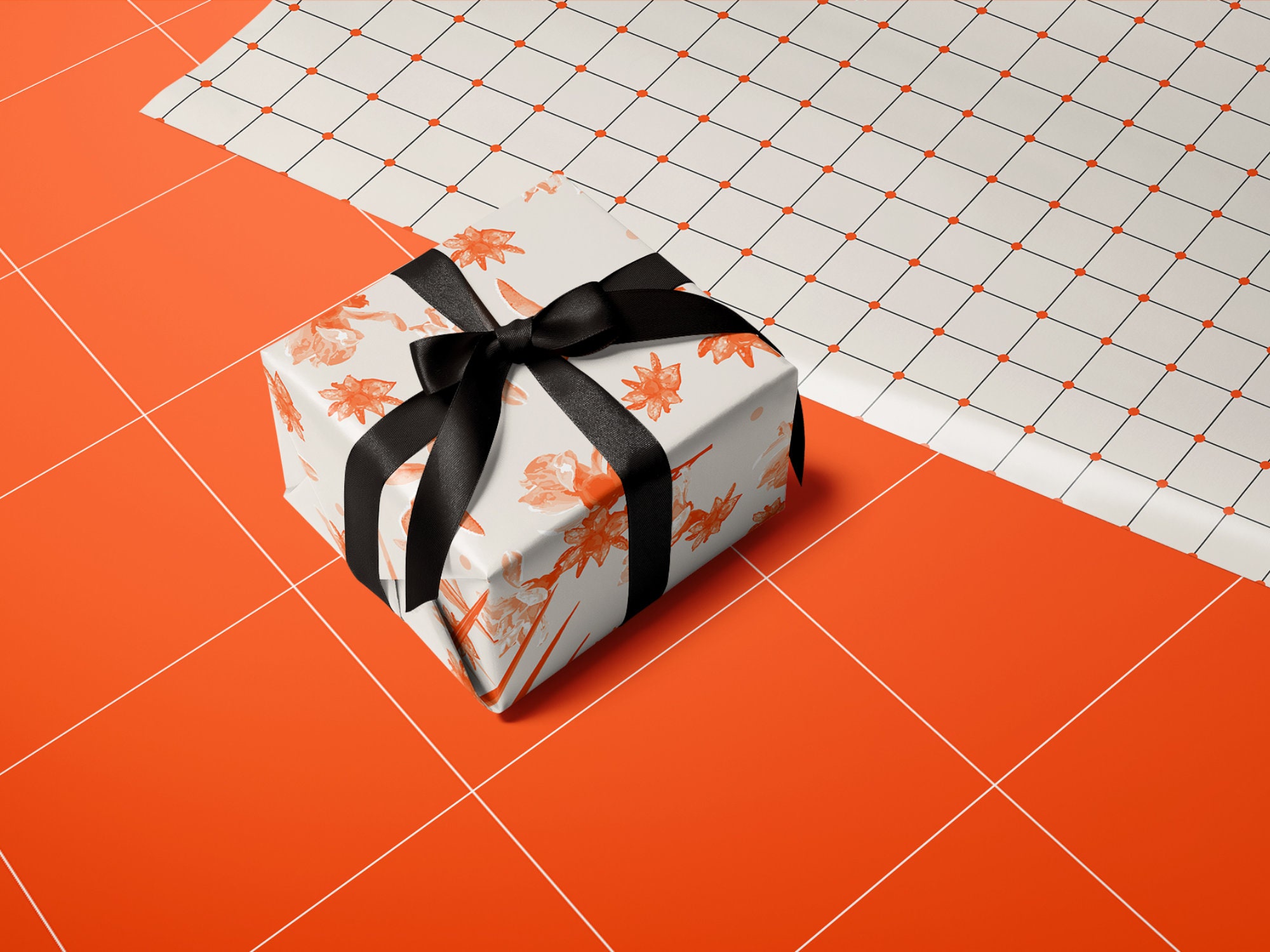 Art Deco Gift Wrap Christmas Wrapping Paper Flat Sheet Paper Grid Design Illustrated Holiday ...