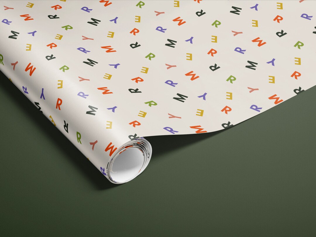 Merry Wrapping Paper Sheets Designer Gift Wrap Coral Hanukkah Christmas ...