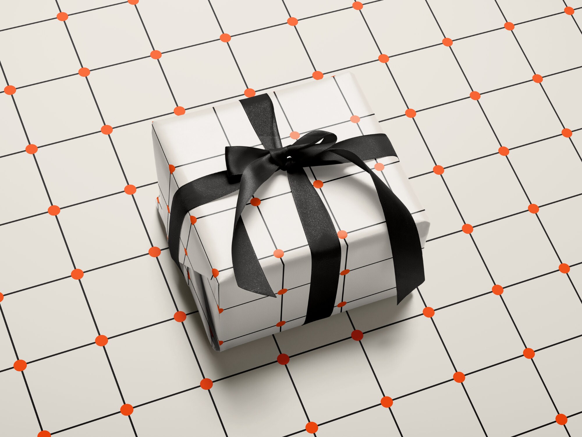 Art Deco Gift Wrap Christmas Wrapping Paper Flat Sheet Paper Grid Design Illustrated Holiday ...