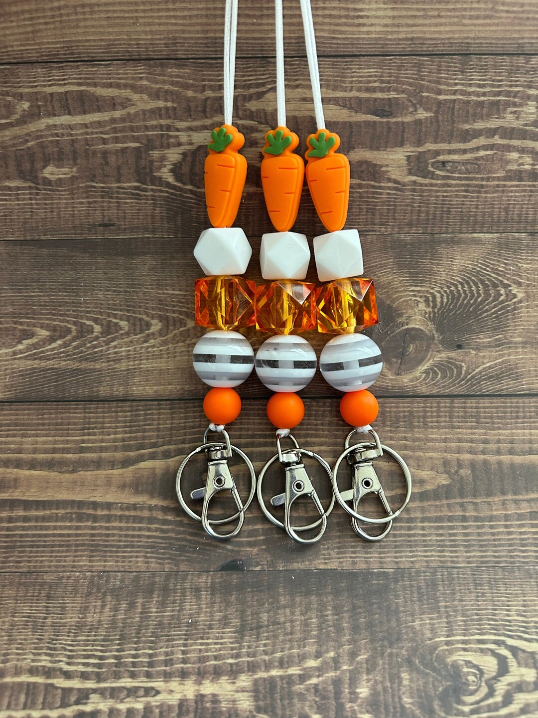 Spring Lanyard Easter Lanyard Teacher Gift I Bunny Lanyard I Orange ...