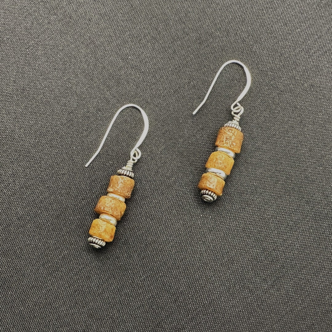 Antique African-made Krobo Powder Glass Trade Bead Earrings W Modern ...