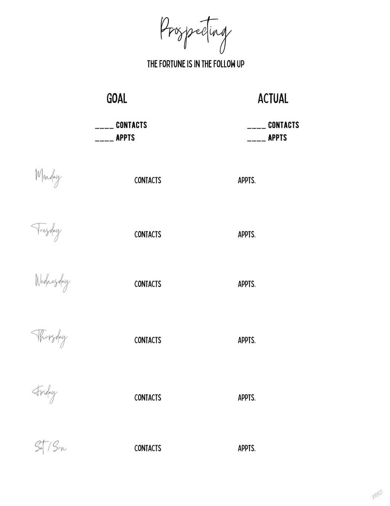 Baddies Do Real Estate Prospecting Tracker Simple - Etsy