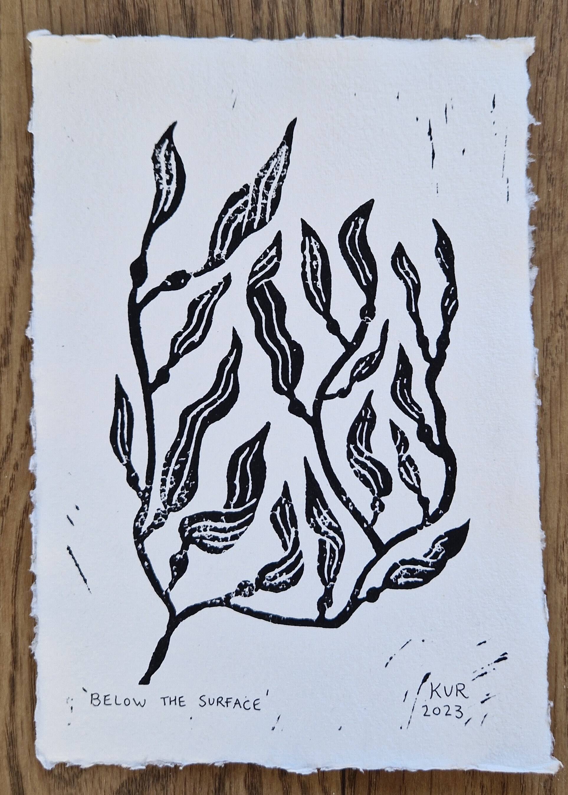 Original A5 Kelp Lino Print 'below the Surface' Handmade Seaweed Art Print - Etsy