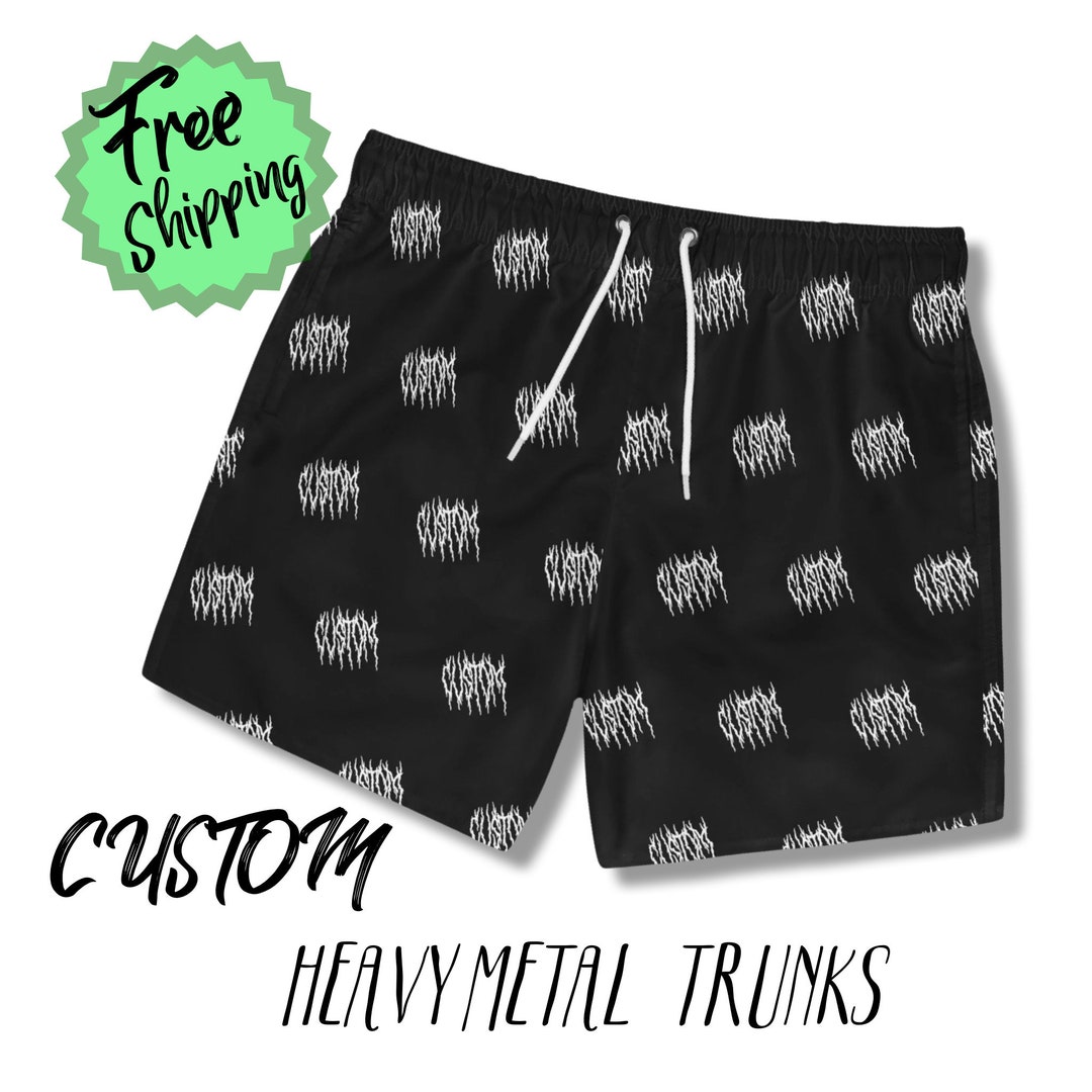 Custom Heavy Metal Swim Trunks/ Death Metal Gift for Boyfriend/ Heavy ...