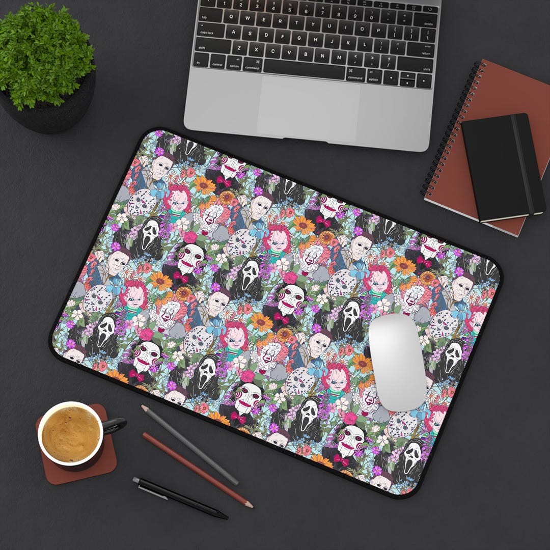 Scream Desk Mat, Horror Movie Desk Mouse Pad, Pink Halloween Desk Mat ...