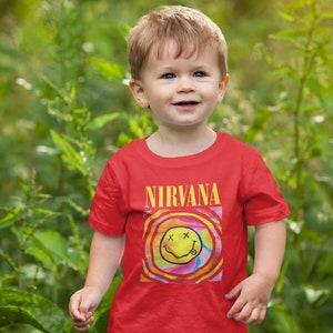 Toddler Nirvana Tshirt, Nirvana Smile Face Crewneck Shirt, Nirvana Pink ...