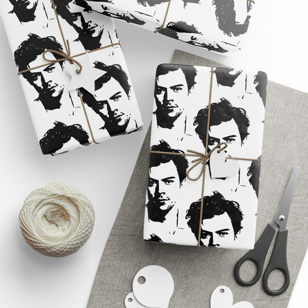 Black and White Harry Styles Wrapping Paper, Harry Styles Gift, Harry ...