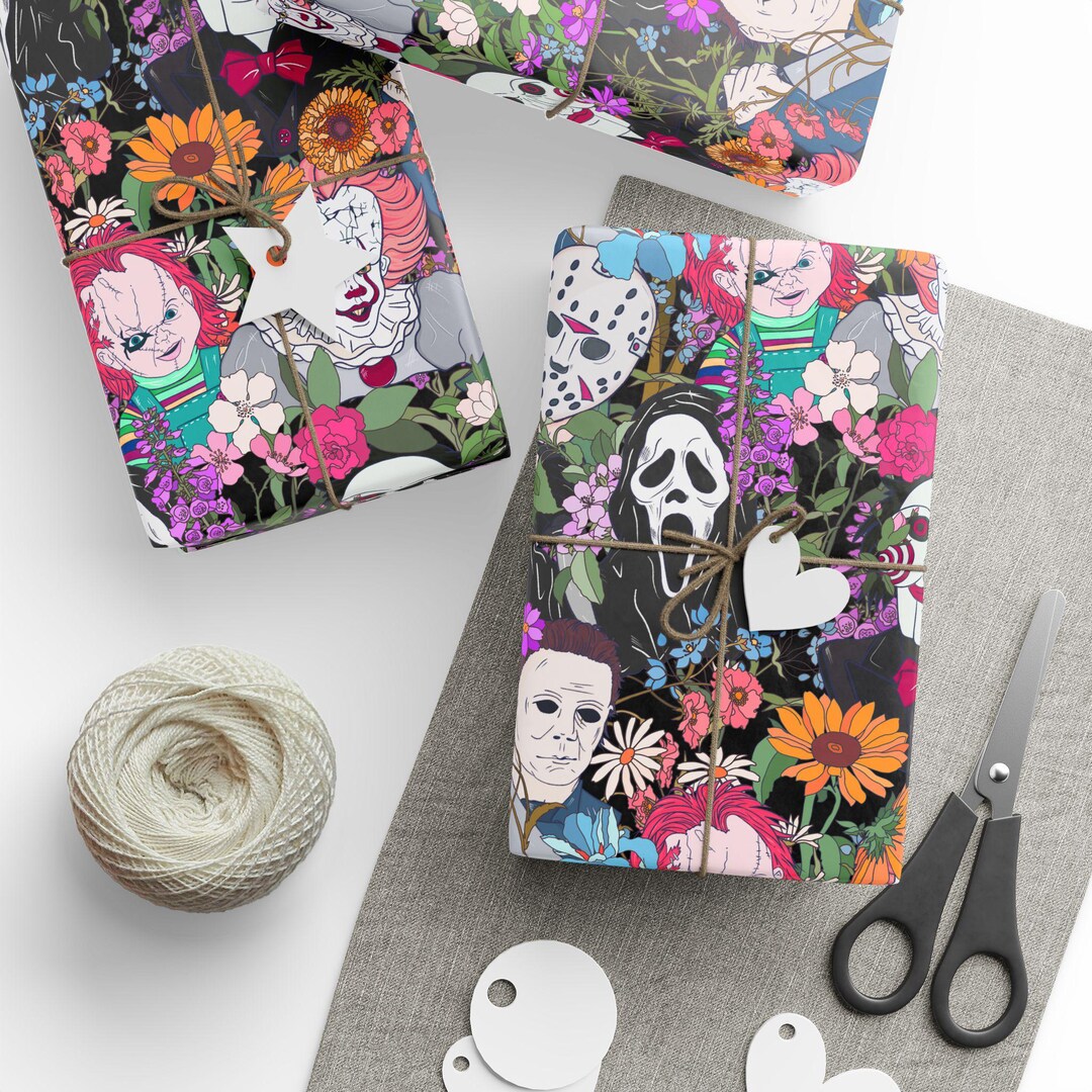 Serial Killer Wrapping Paper, Spooky Wrapping Paper, Floral Wrapping ...