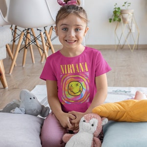 Toddler Nirvana Tshirt, Nirvana Smile Face Crewneck Shirt, Nirvana Pink ...