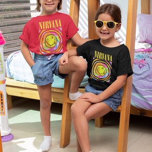Toddler Nirvana Tshirt, Nirvana Smile Face Crewneck Shirt, Nirvana Pink ...