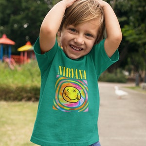 Toddler Nirvana Tshirt, Nirvana Smile Face Crewneck Shirt, Nirvana Pink ...