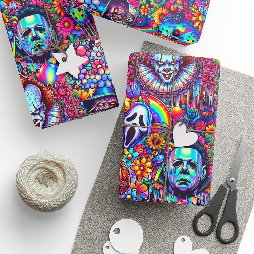 Dopamine Decor Horror Movie Gift Wrapping Paper, Halloween Wrapping ...