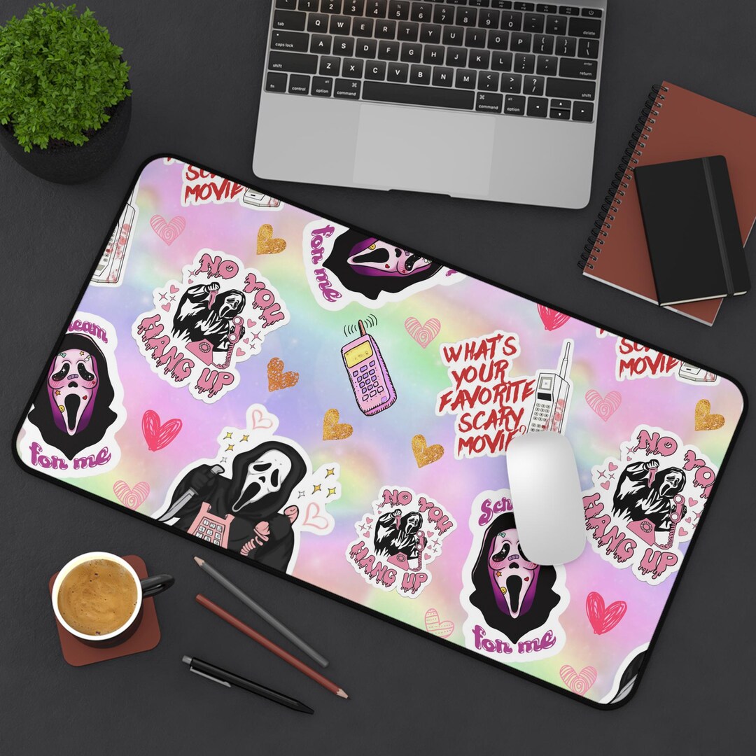 Cutesie Retro Scream Desk Mat, Horror Movie Desk Mouse Pad, Groovy ...