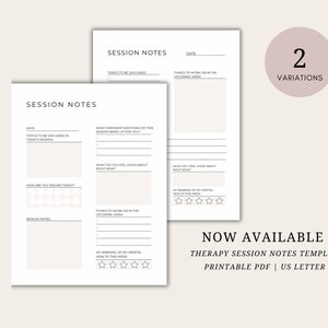 Therapy Session Notes Template Printable Therapy Session - Etsy