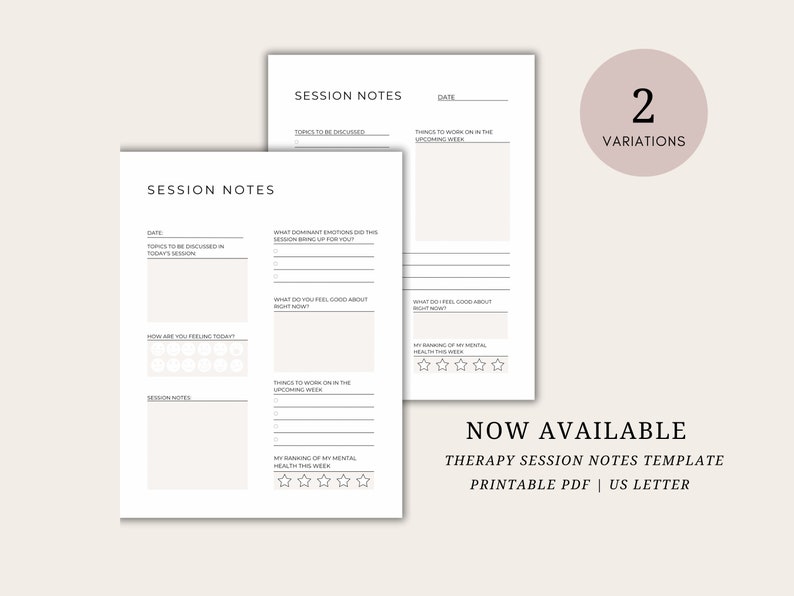Therapy Session Notes Template Printable Therapy Session Log Template ...