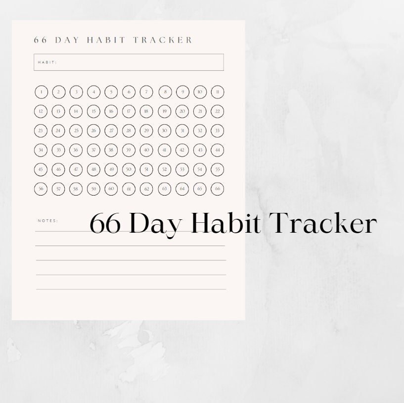 66 Day Habit Tracker - Etsy