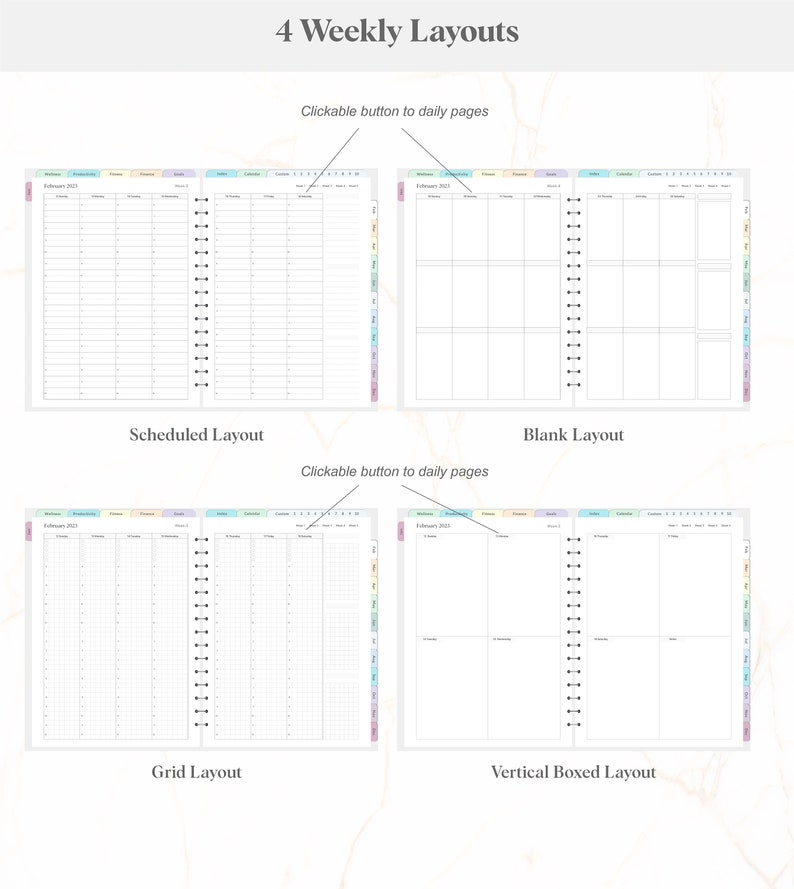 2023 Digital Weekly Planner, Sunday-start Premium Planner, Dark Mode ...