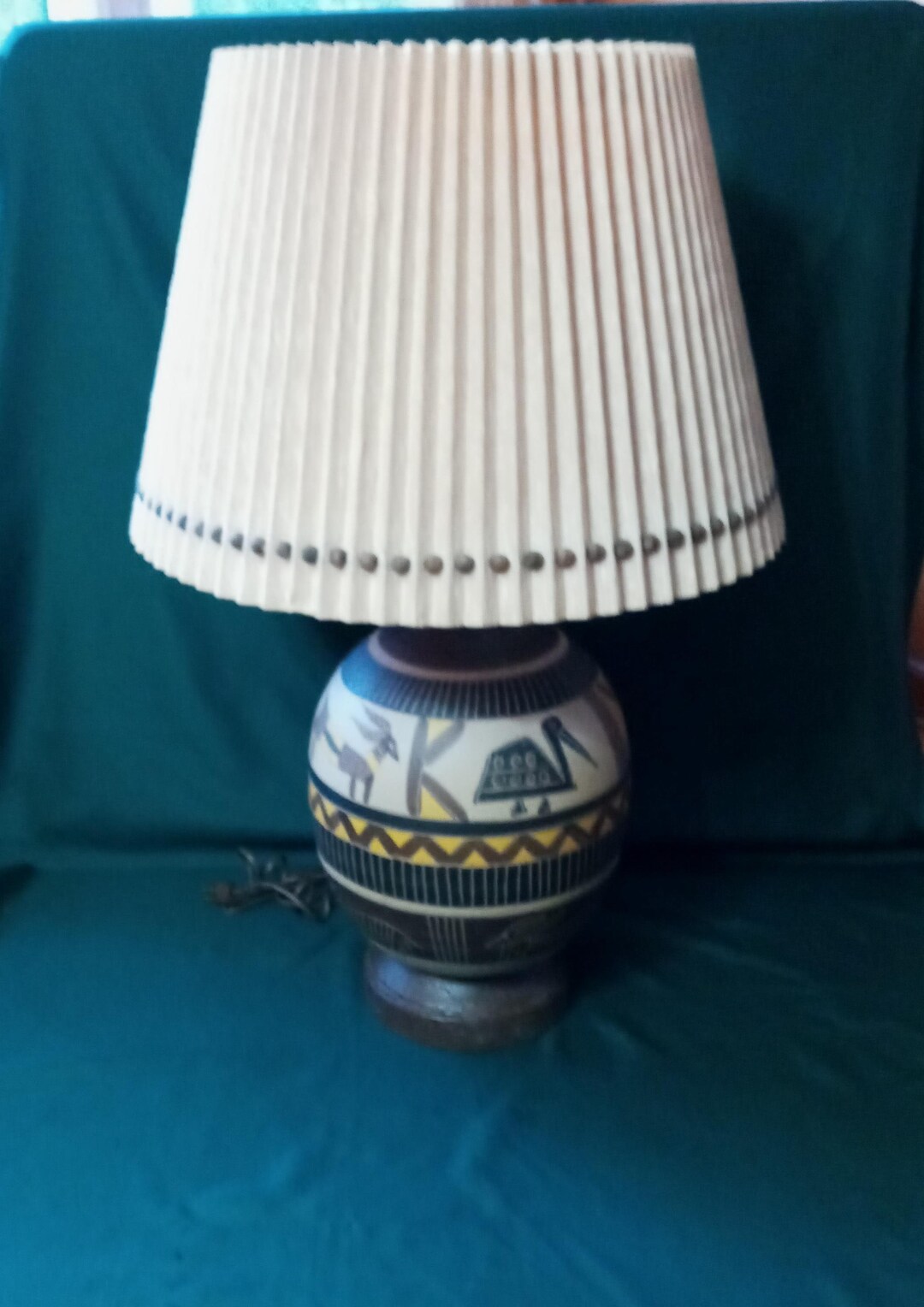 Egyptian Primitive Mid-century Table Lamp - Etsy