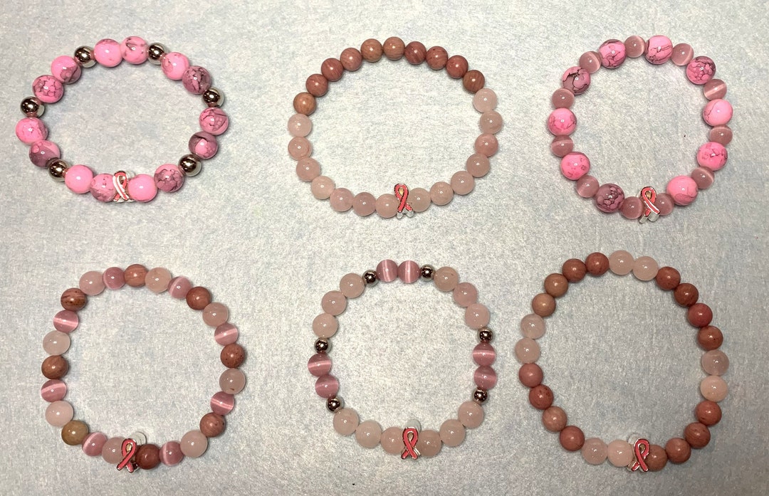 Breast Cancer Beaded Bracelets - Etsy