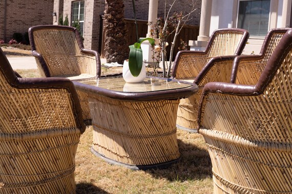 7 Piece Bamboo Cane Indoor outdoorfurniture Etsy