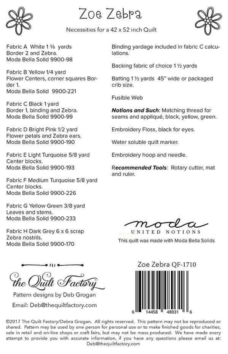 Zoe the Zebra Quilt Pattern - Etsy