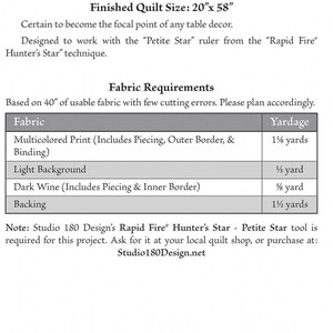 HUNTER'S STAR RUNNER Table Runner Pattern - Etsy