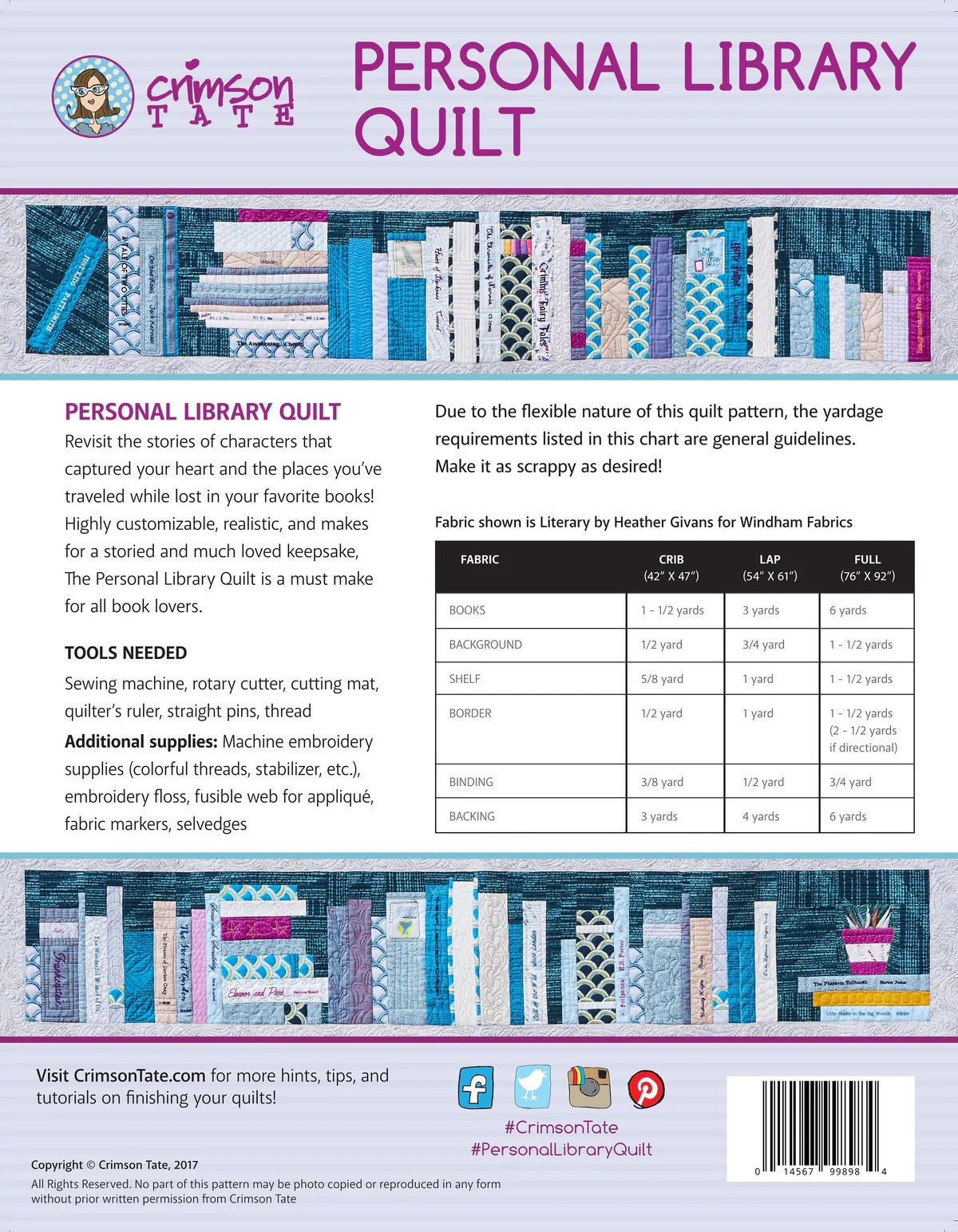 Personal Library Quilt Pattern - Etsy