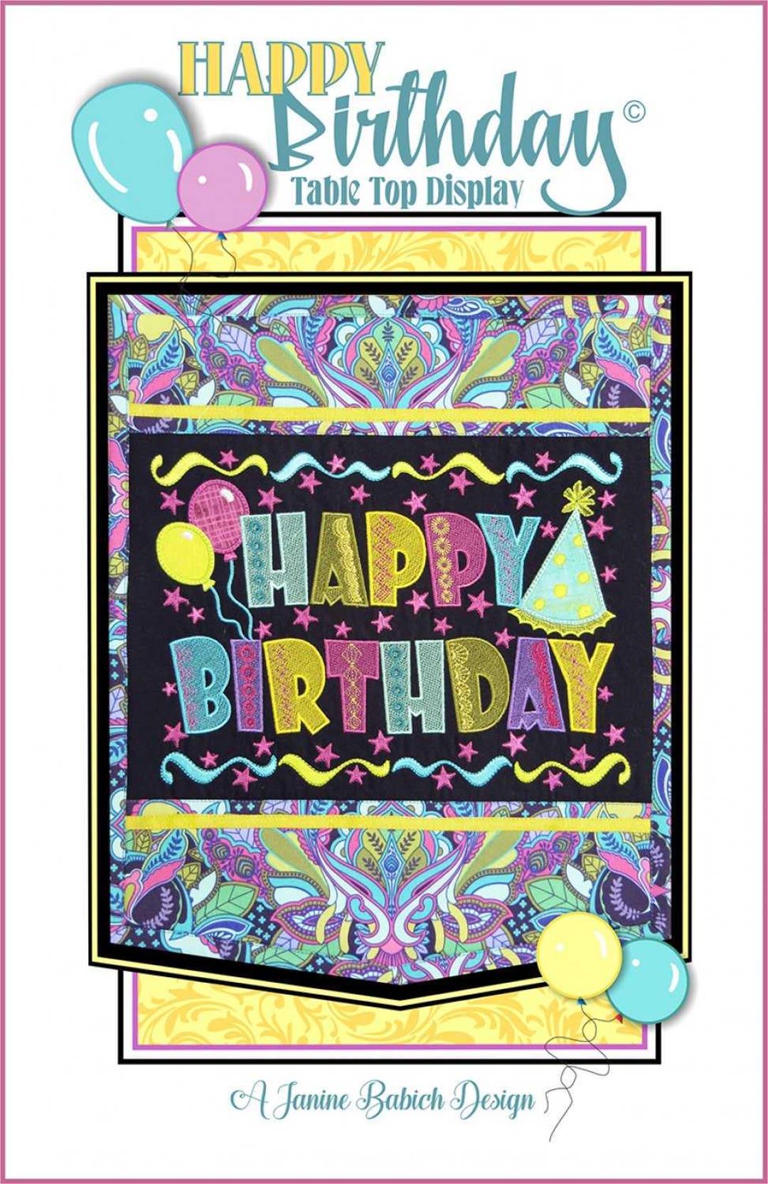 HAPPY BIRTHDAY Machine Embroidery Pattern by Janine Babich - Etsy