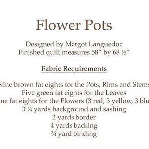 FLOWER POTS Quilt Pattern by the Pattern Basket - Etsy