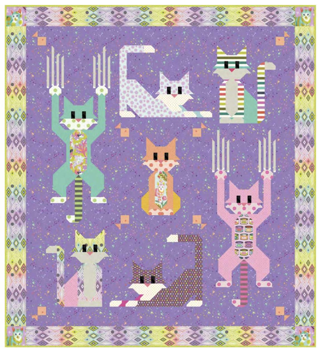 CAT SCRATCH Quilt Kit Featuring Tabby Road Dejavu by Tula Pink - Etsy