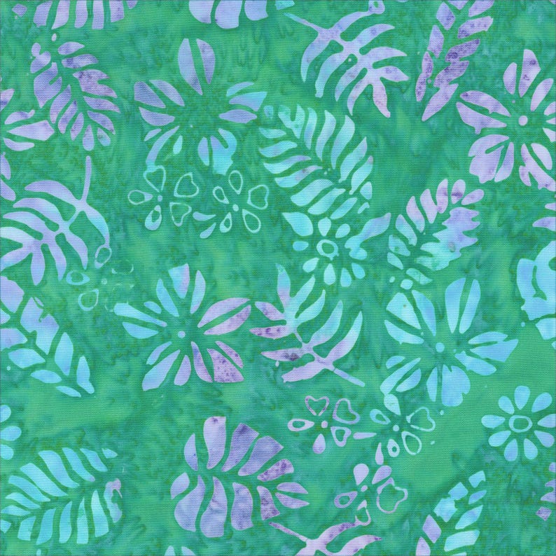 JDJ - Iris Beauty: JADE TROPICAL Leaves Batik Cotton Fabric (1/2 Yd) - Etsy