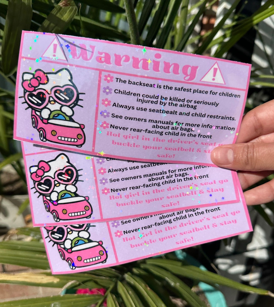 Happy Kitty Cat Funny Hot Girl Warning Sticker With Sparkly Etsy