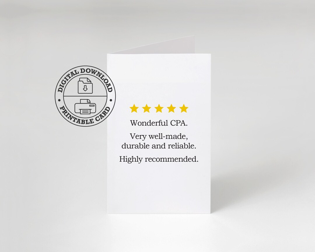 CPA Farewell Card 5-star Review Appreciation for Leaving or Thank You ...