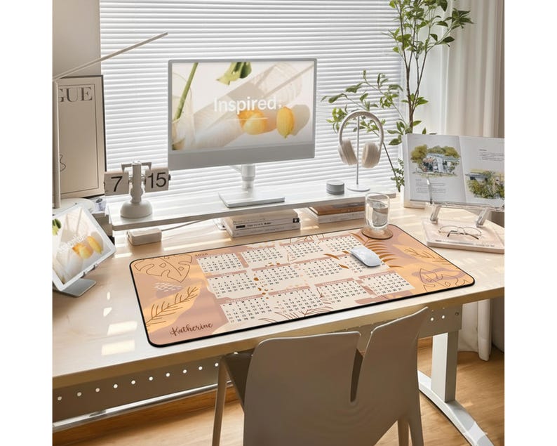2026 Calendar Desk Mat: Boho Personalized Mouse Pad - 2 Sizes - Etsy