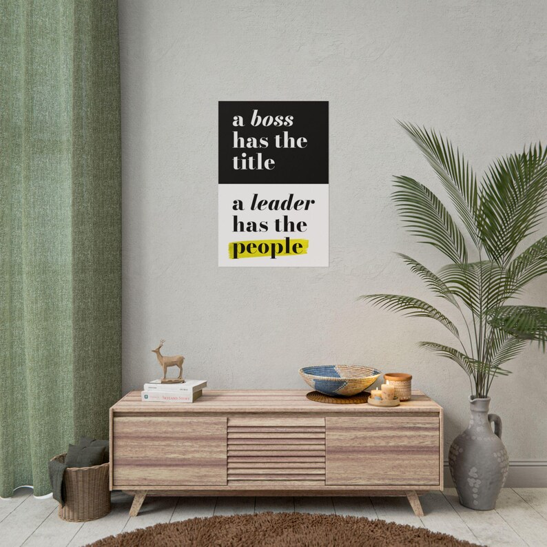 Leadership Poster: Motivational Office Wall Art - Boss Vs. Leader - Etsy