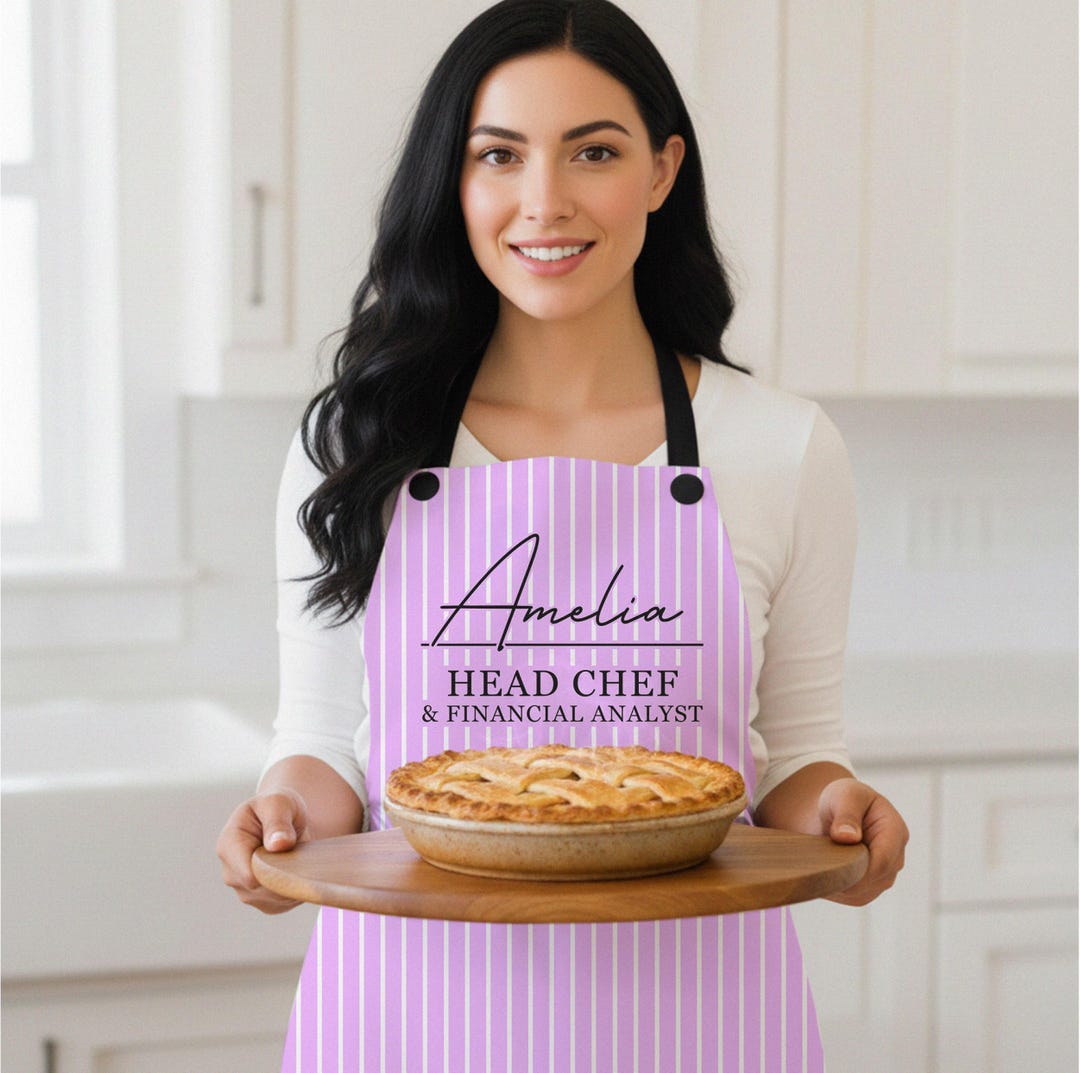 Personalized Chef Apron With Name & Job Title | 18 Pinstripe Colors ...