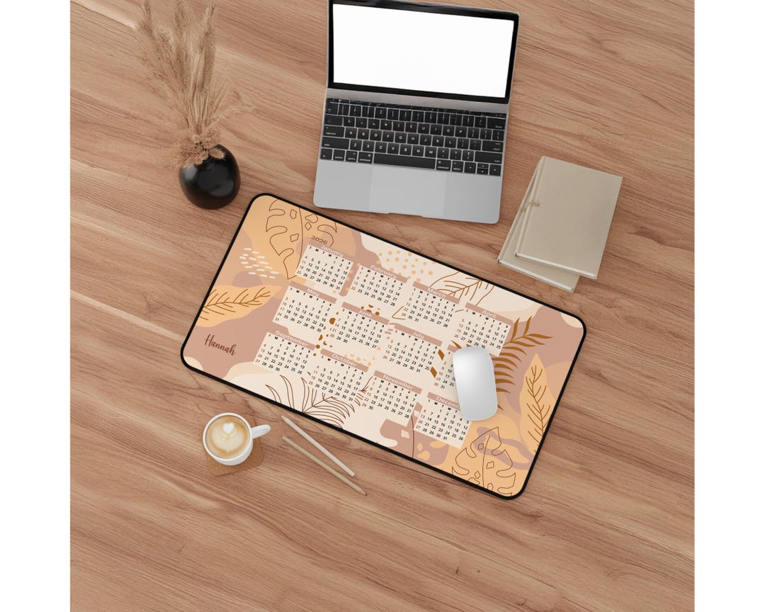 2026 Calendar Desk Mat: Boho Personalized Mouse Pad - 2 Sizes - Etsy