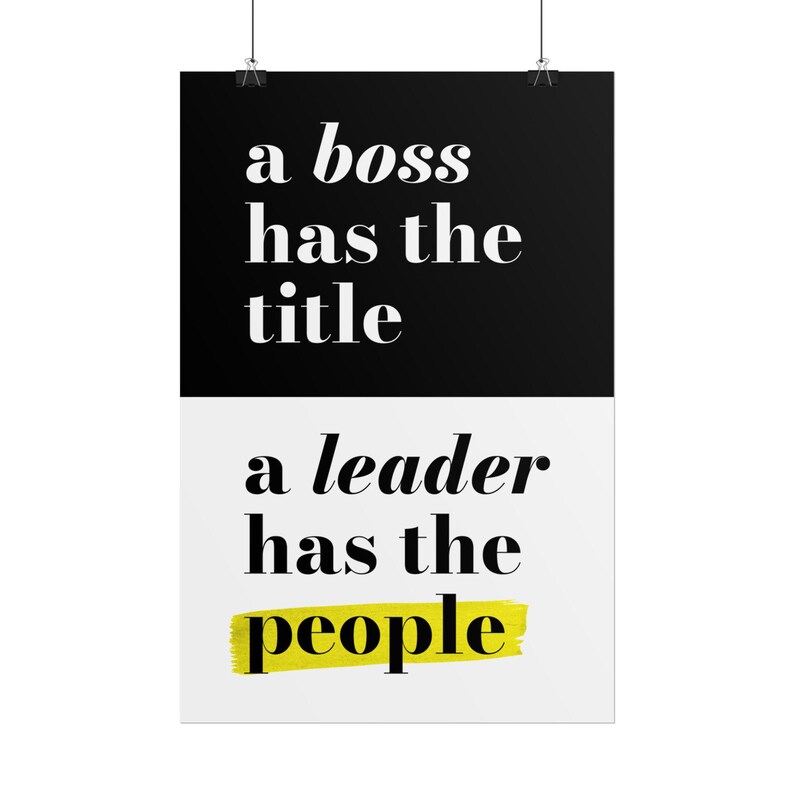 Leadership Poster: Motivational Office Wall Art - Boss Vs. Leader - Etsy