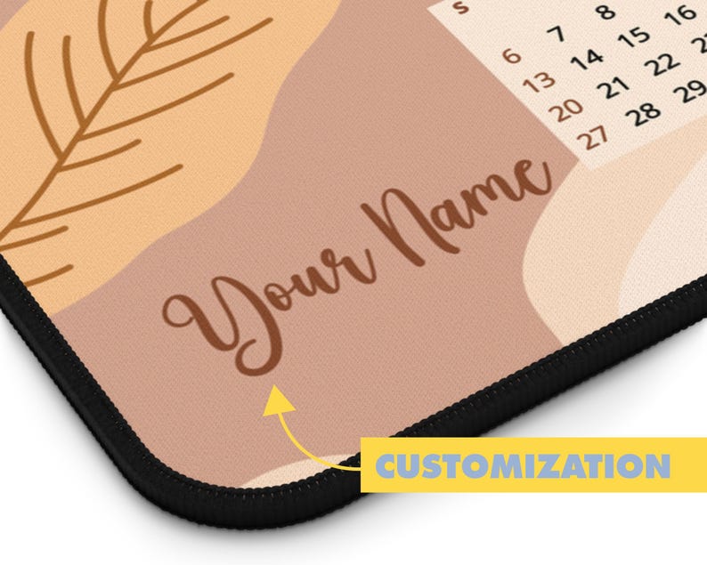 2026 Calendar Desk Mat: Boho Personalized Mouse Pad - 2 Sizes - Etsy