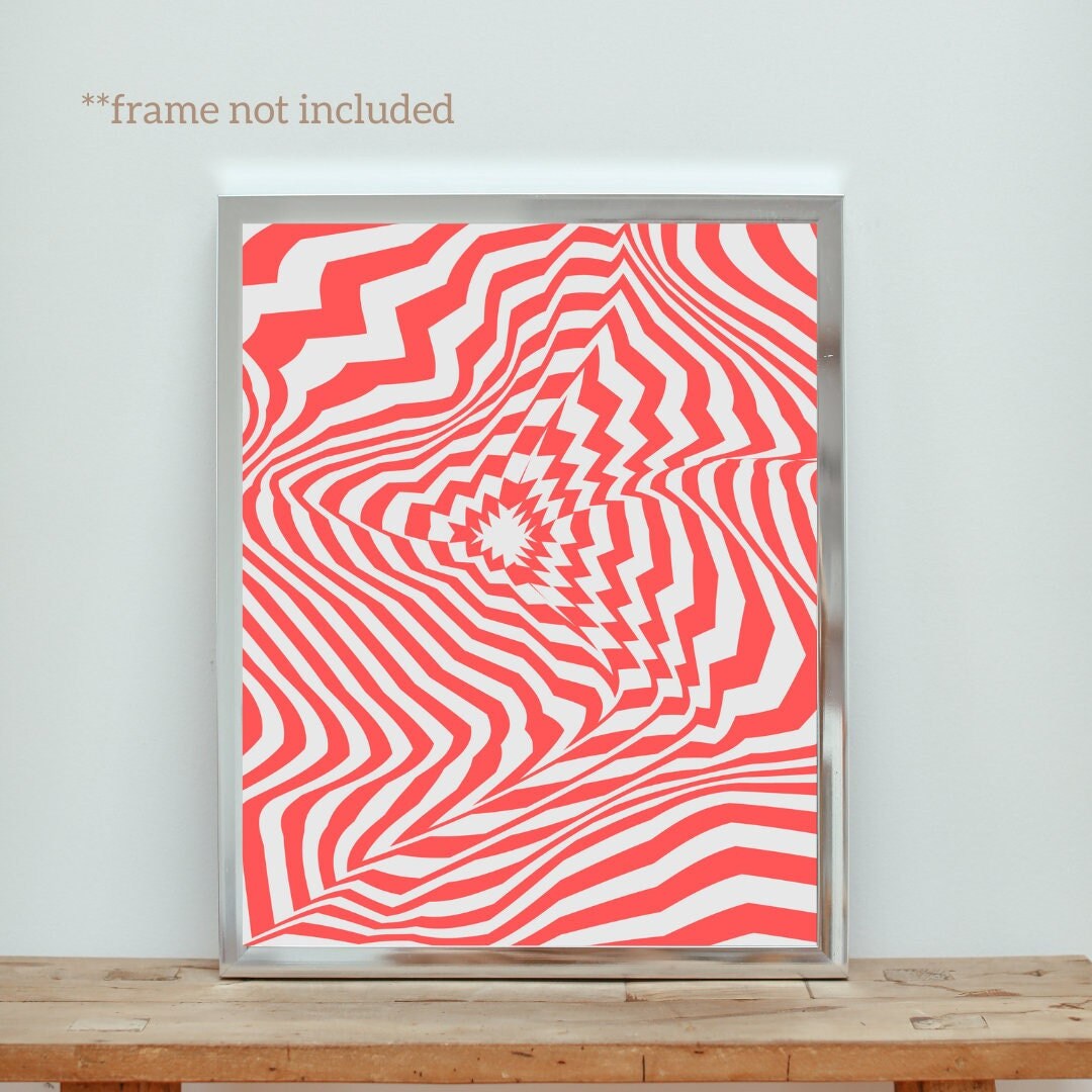 Pink-red Hypnotized Poster Preppy Wall Decor Download Digital Print - Etsy