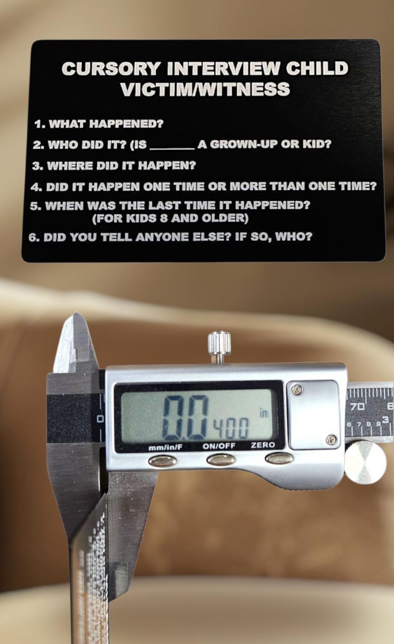 Cursory Interview Card for Law Enforcement and Police - Made to ...