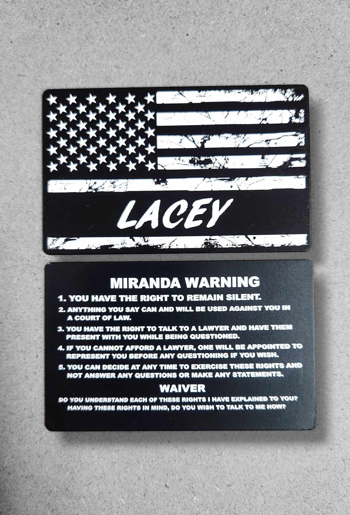 Metal Engraved Miranda Rights Card for Police, Law Enforcement, Custom ...