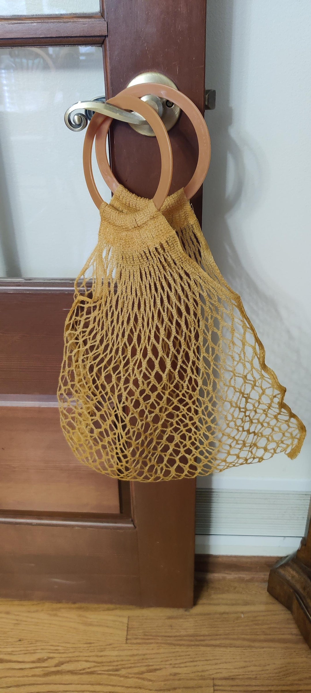 1970's KENT Yellow Nylon Thread Macrame Market/beach Combers Bag - Etsy