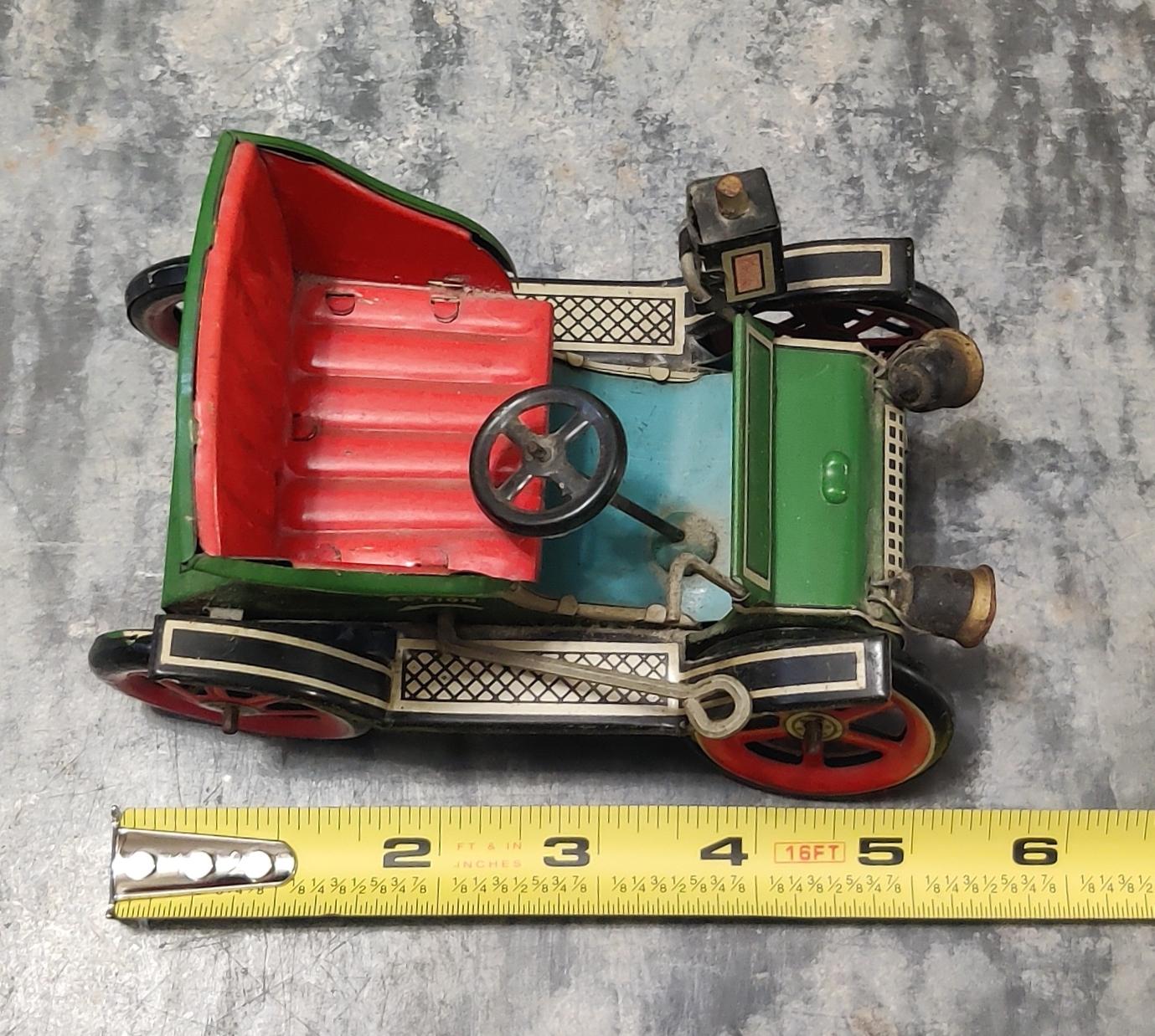 Vintage Japanese Metal Lever Action Green Enamel Toy Car Patent No ...