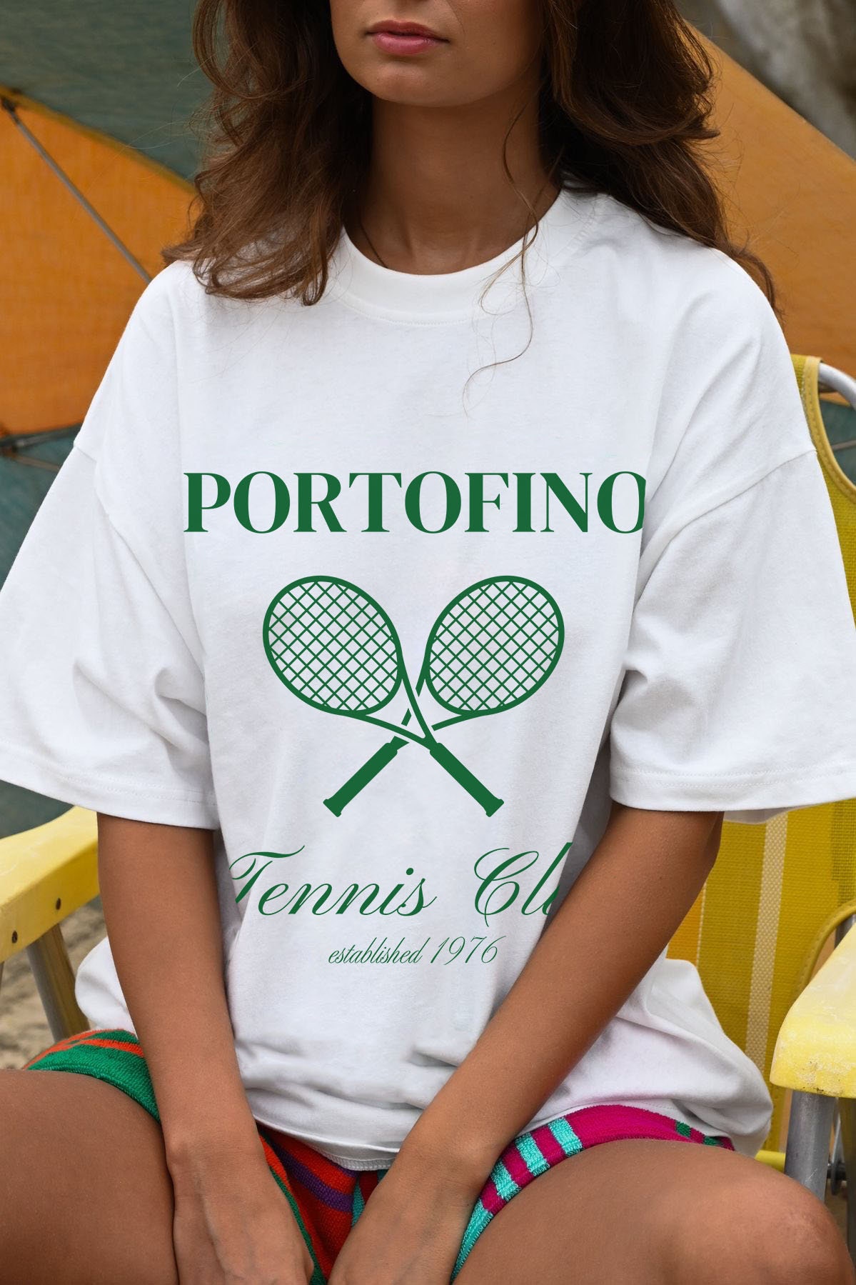 Vintage Inspired Tennis Club Tee, Retro Oversized Portofino T-shirt for ...