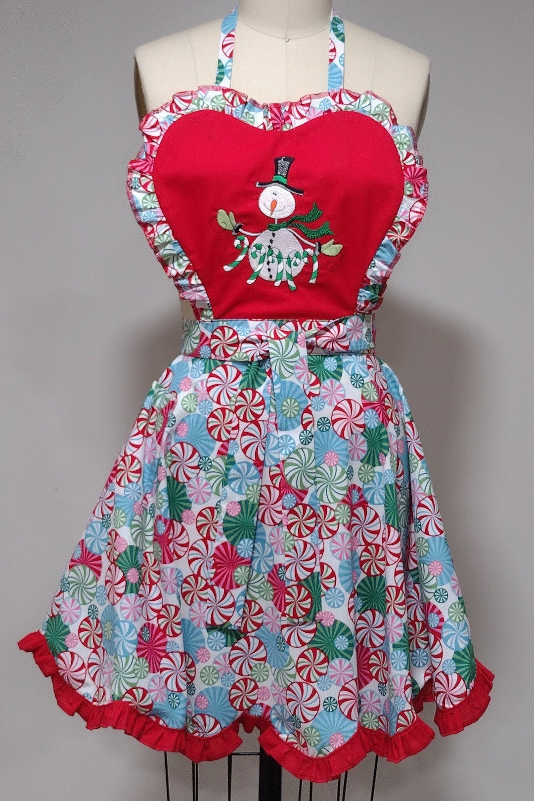 Snowman Candy Cane Apron - Etsy