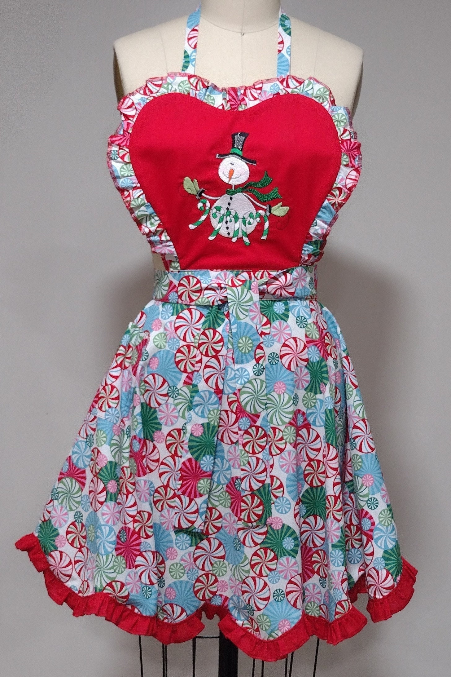 Snowman Candy Cane Apron - Etsy
